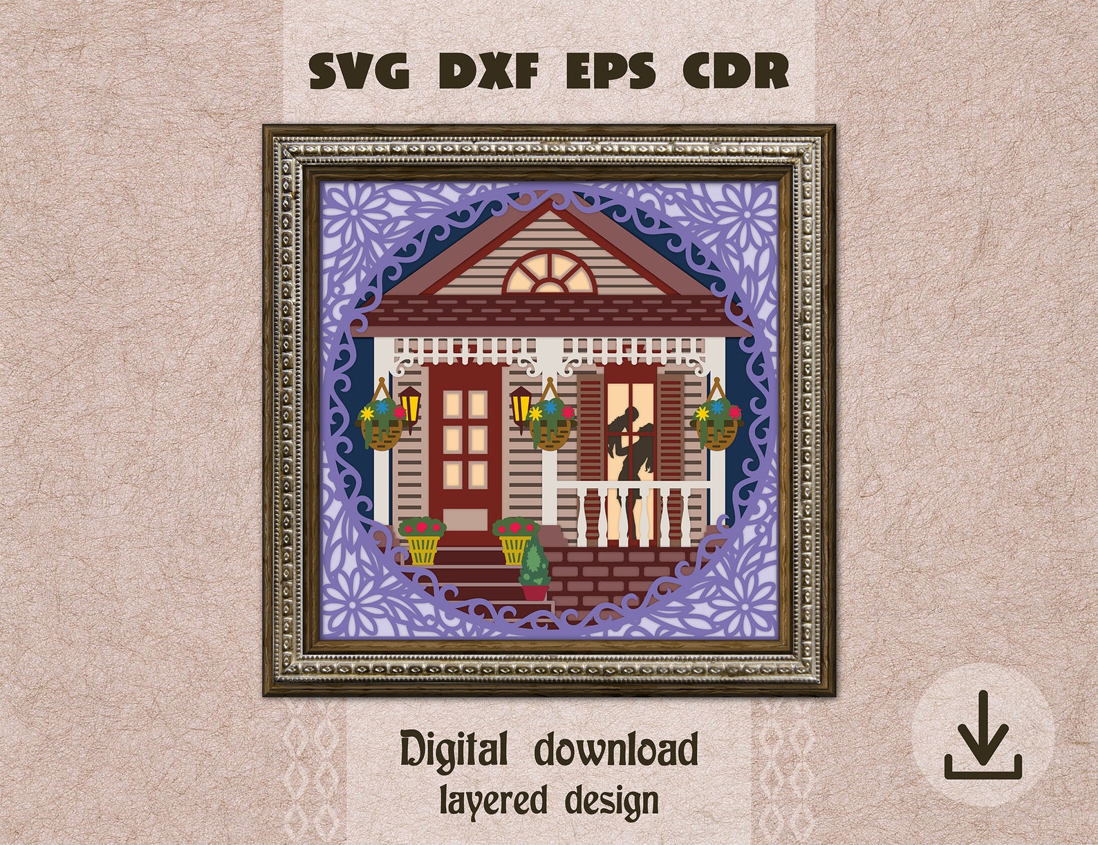 Layered House Svg New Orleans House Svg 3d Shotgun House Svg Layered ...