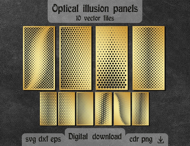 10 Geometric Optical Illusion Laser Cut Decorative Partition Screen Dxf ...