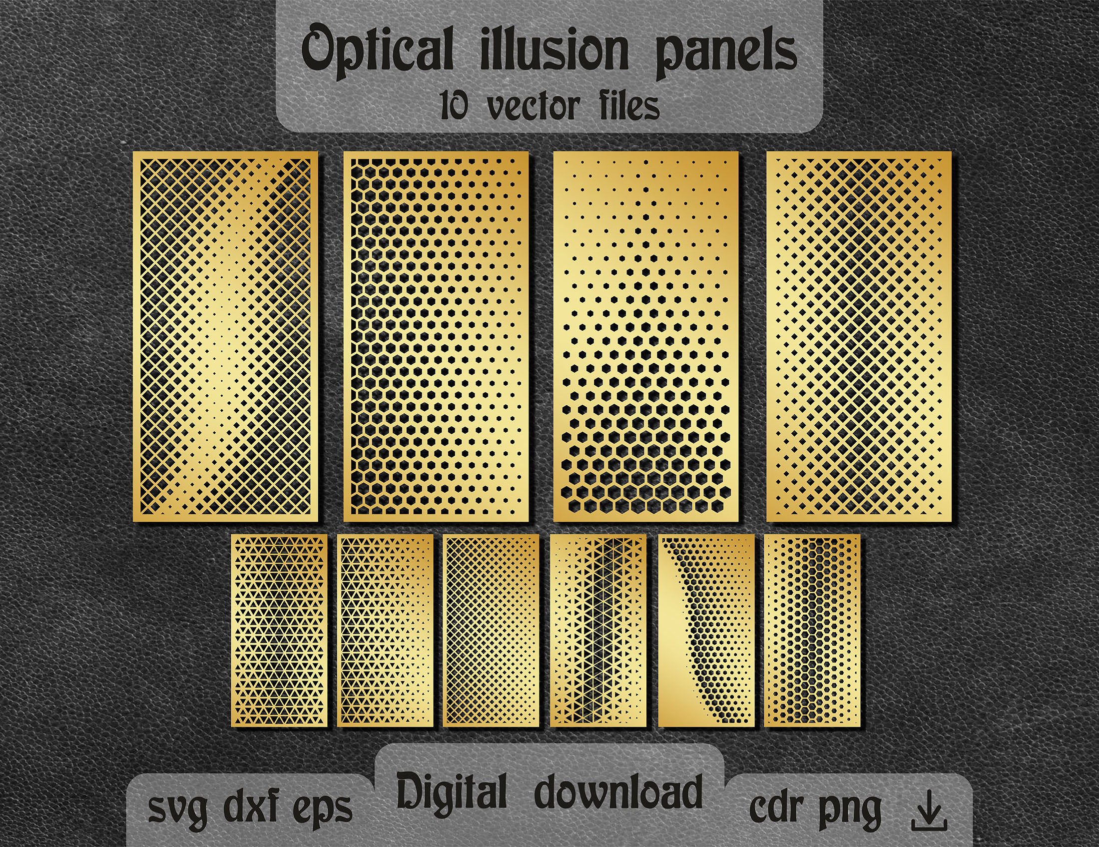 10 Geometric Optical Illusion Laser Cut Decorative Partition Screen Dxf ...