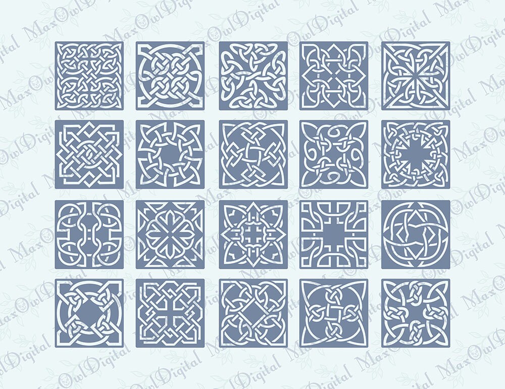 20 Celtic Knot Coasters Svg Irish Decor Dxf Square Coasters Laser Cut ...