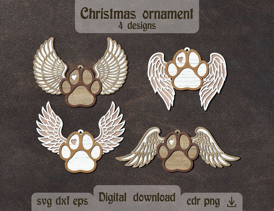 Paw With Wings Svg Pet Memorial Christmas Ornament Svg Pet Loss ...