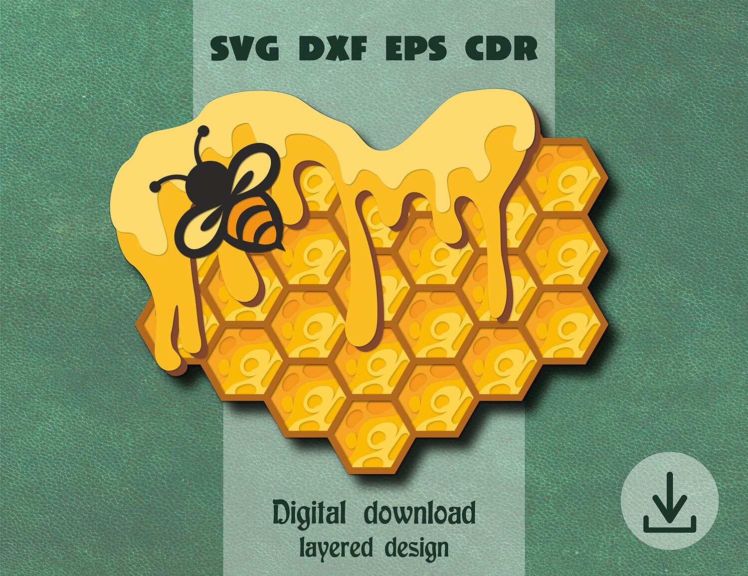 Layered Herz Bee Art svg Layered Mandala svg Honig herz svg Biene decor ...