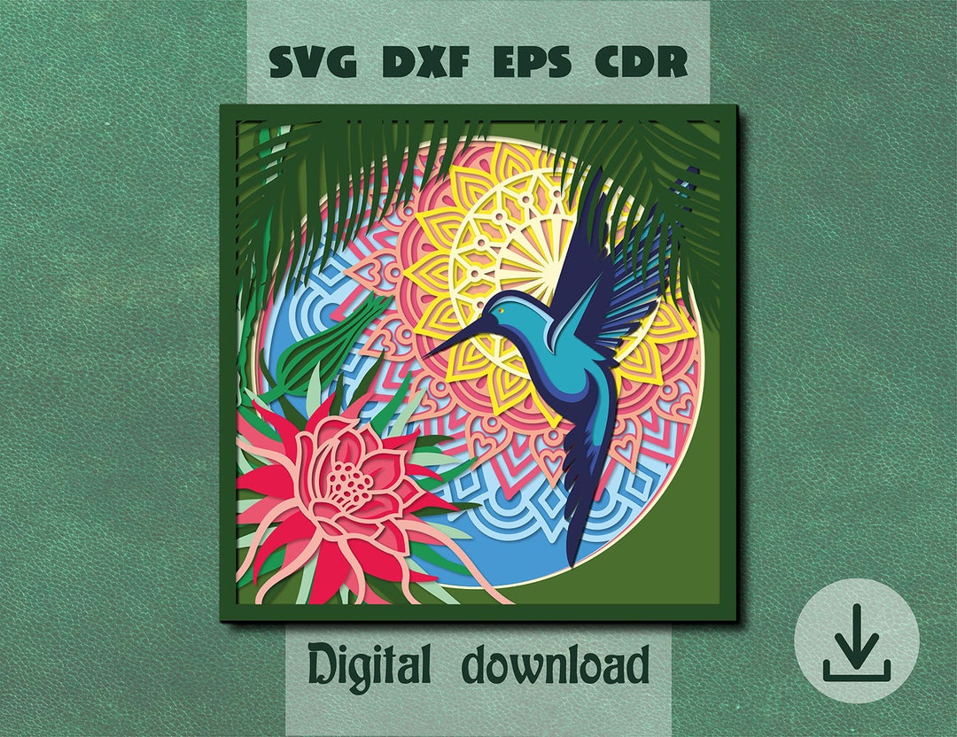 Layered Hummingbird Svg Layered Tropical Flower Svg Layered - Etsy