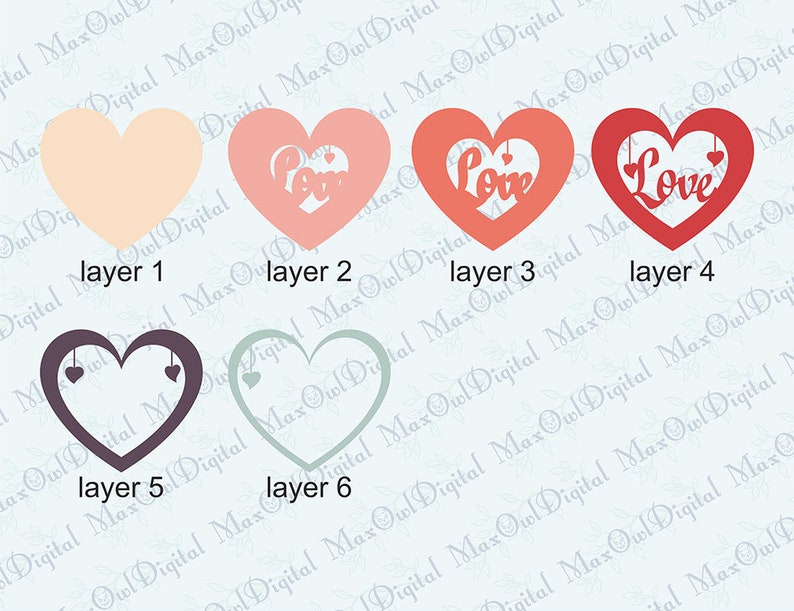Layered Retro Love Heart Svg 3d Valentine Heart Svg Layered Love Svg ...
