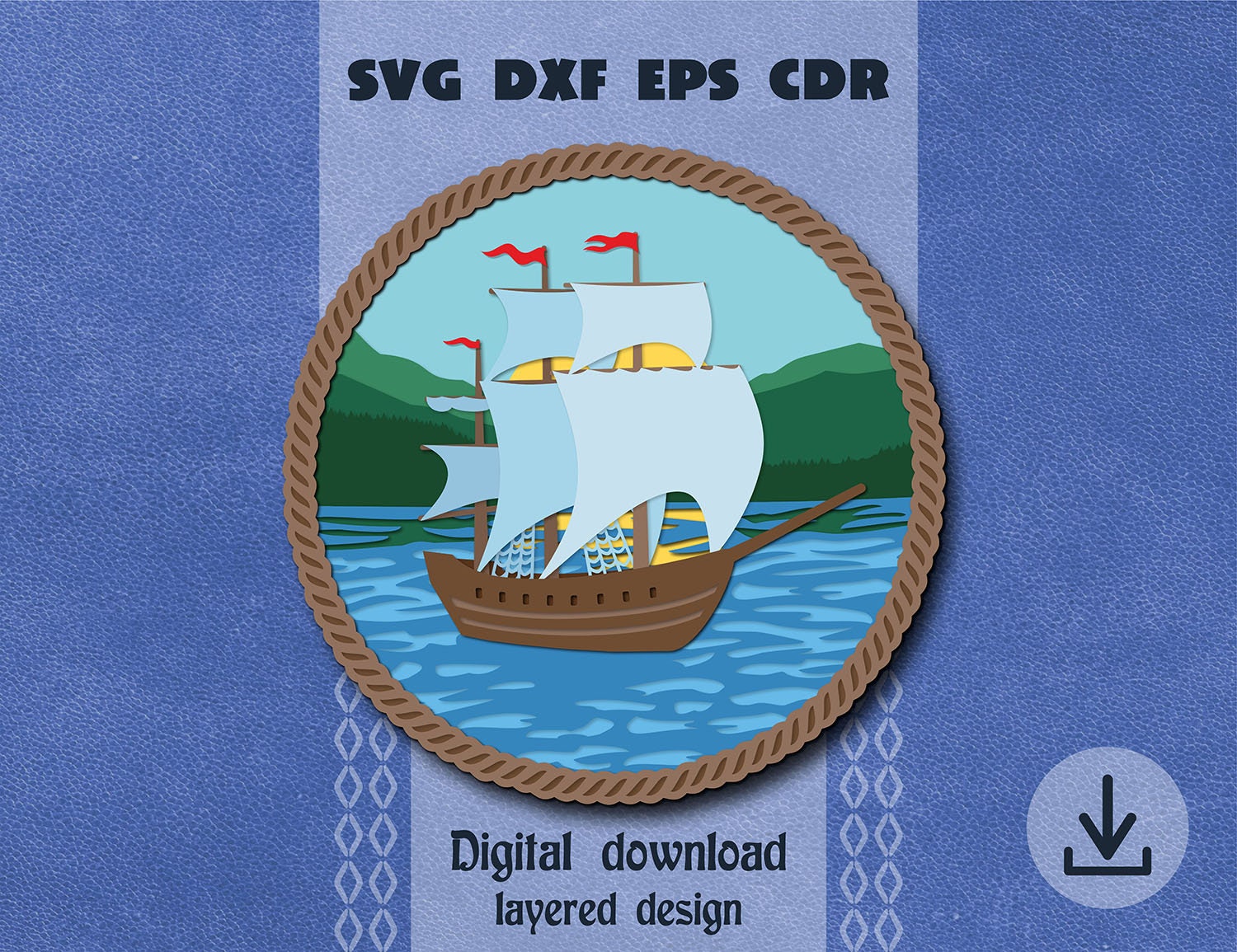 Layered Sailing Ship Svg Layered Mountain View Svg Kids Room - Etsy