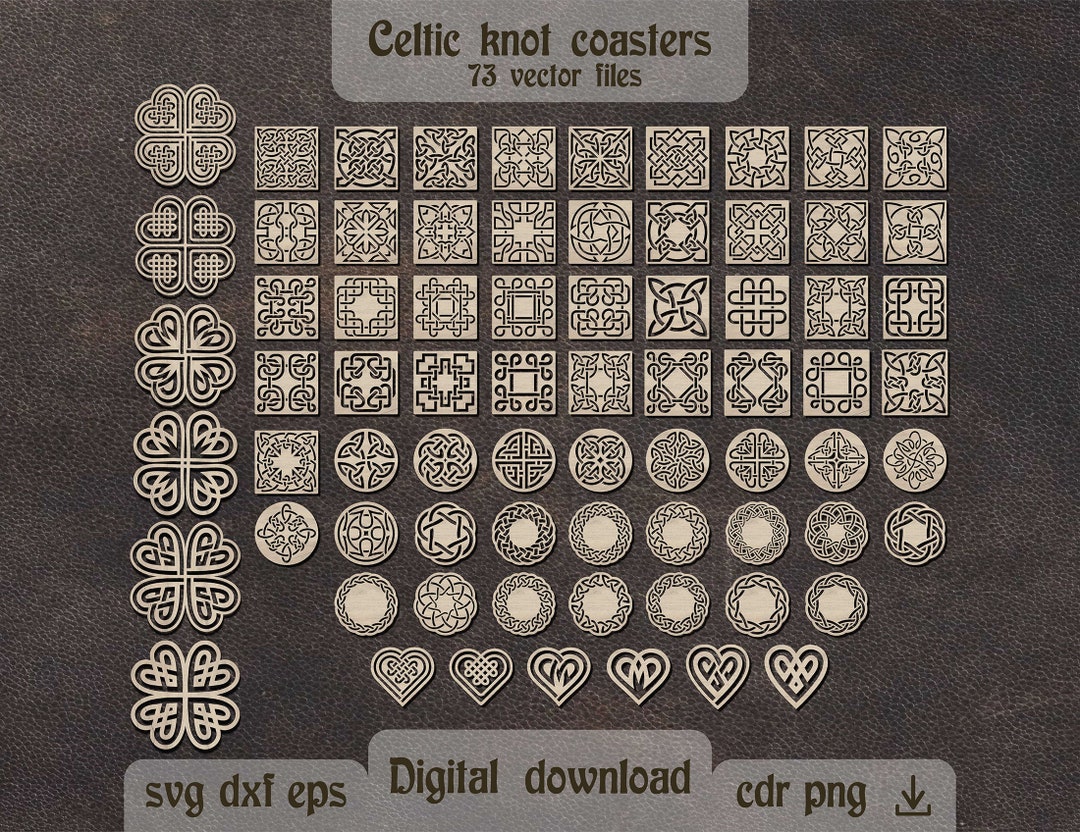 73 Celtic Knot Coasters Svg, Irish Decor Dxf Celtic Coasters Dxf Bundle ...