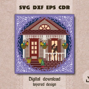 Layered House Svg New Orleans House Svg 3d Shotgun House Svg Layered ...