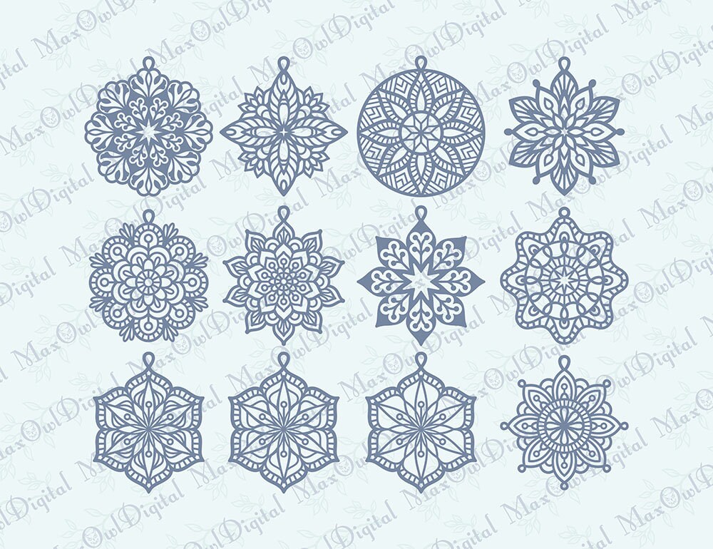 Christmas Mandala Ornaments Svg Christmas Snowflakes Svg Mandala Svg ...