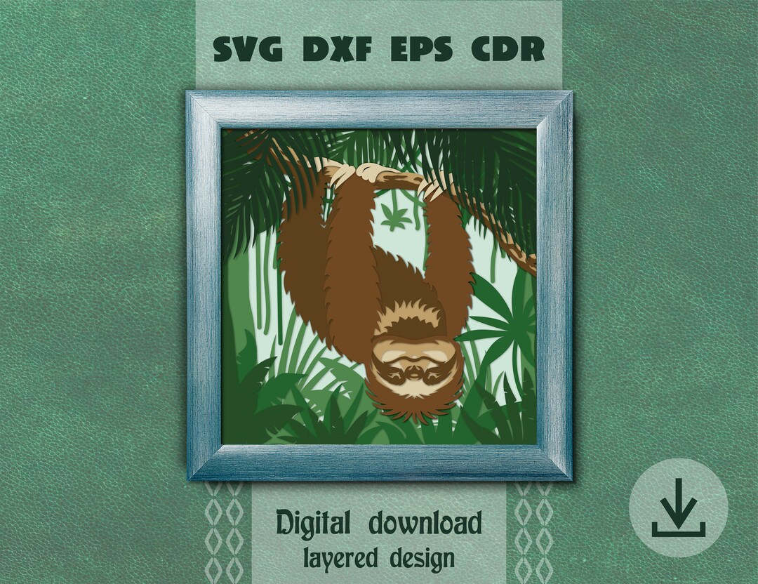 Layered Sloth Svg Cute Sloth Svg Layered Tropical Svg Tropical Animal ...