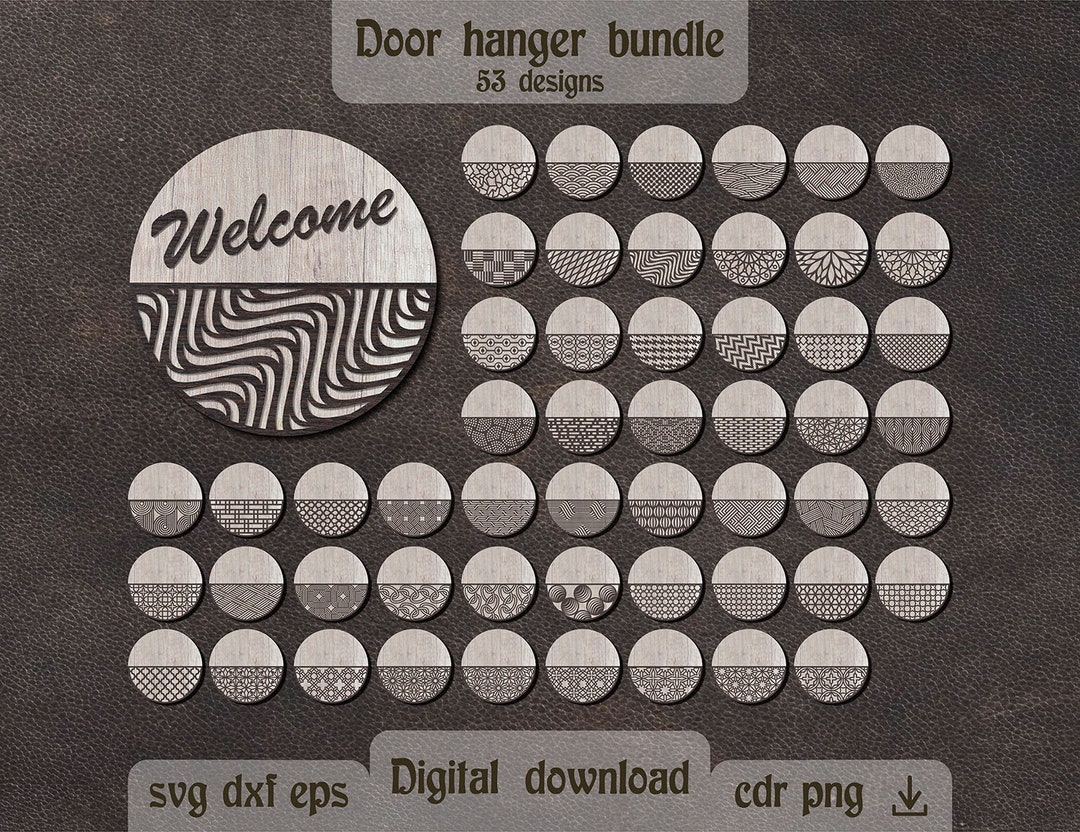 Welcome Door Sign Svg Door Hanger Bundle Laser Cut Wooden Round Door ...