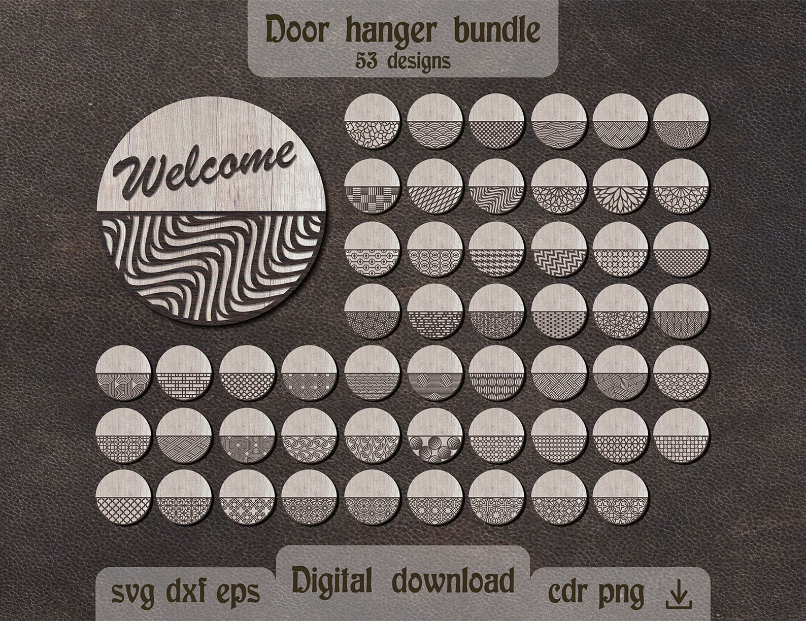 Welcome Door Sign Svg Door Hanger Bundle Laser Cut Wooden Round Door ...