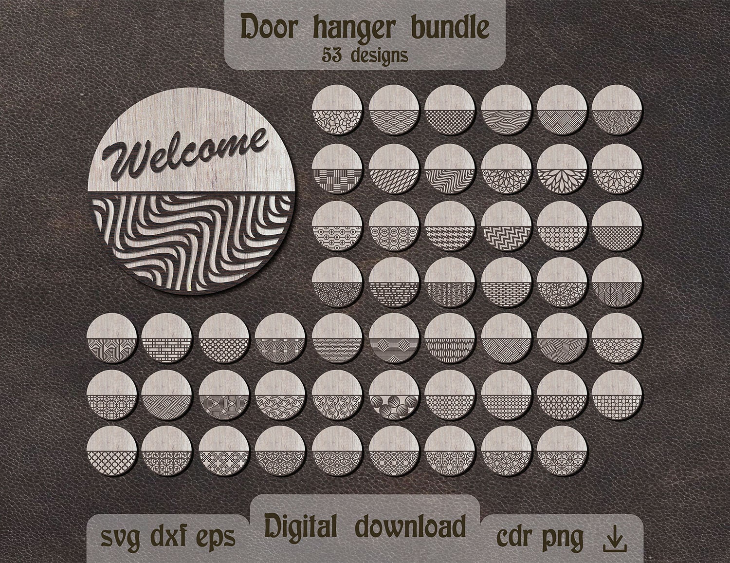 Welcome Door Sign Svg Door Hanger Bundle Laser Cut Wooden Round Door ...