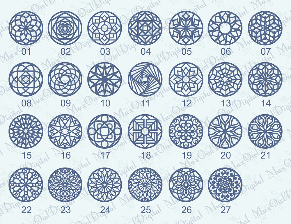 27 Round Mandala Coasters Svg Mandala Wall Decor Cut File - Etsy