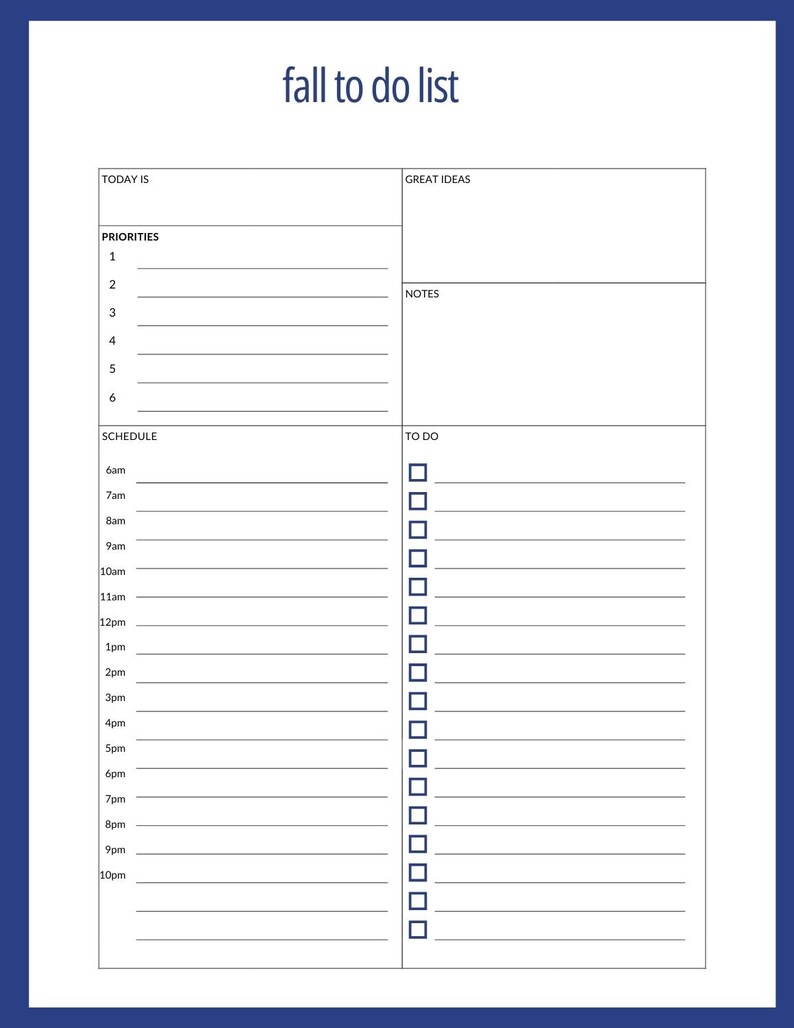 Fall Themed to Do List, Pumpkin and Leaves, Digital Download, Printable ...