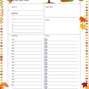 Fall Themed to Do List, Pumpkin and Leaves, Digital Download, Printable ...