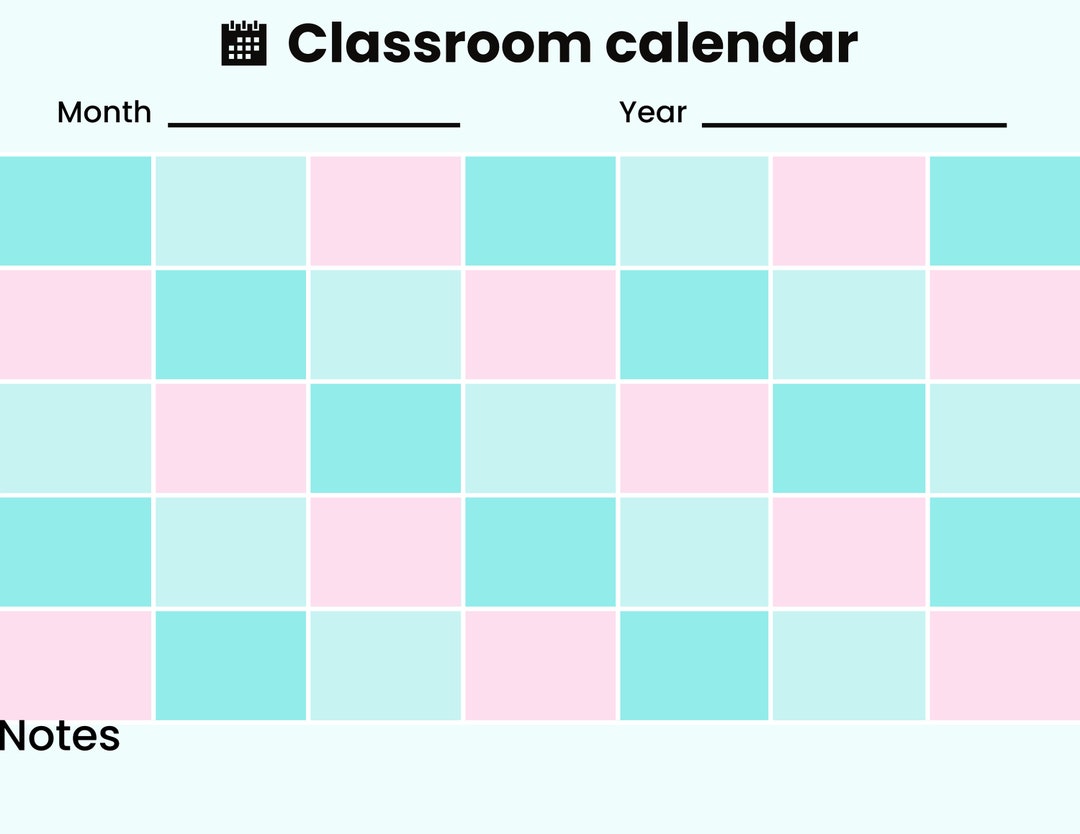 Digital Classroom Calendar Printable - Etsy