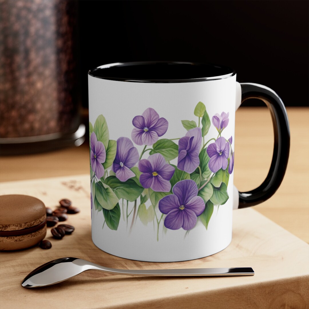 Violet Flower Mug, Floral Mug, Botanical Mug, Gardening Mug, Flower ...