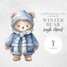 Watercolor Cute Winter Teddy Bear Clipart Bear Stickers Digital ...