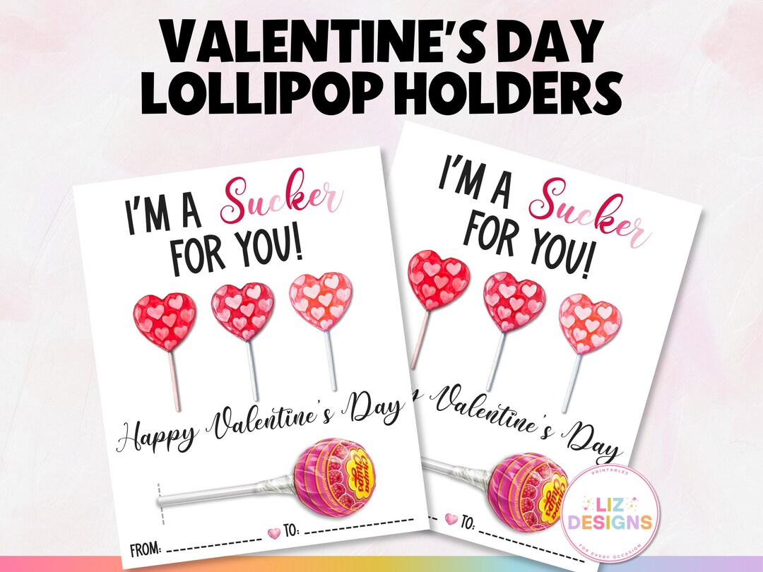 Printable Valentine's Day Lollipop Holder, Cute Candy Holder for Kids ...