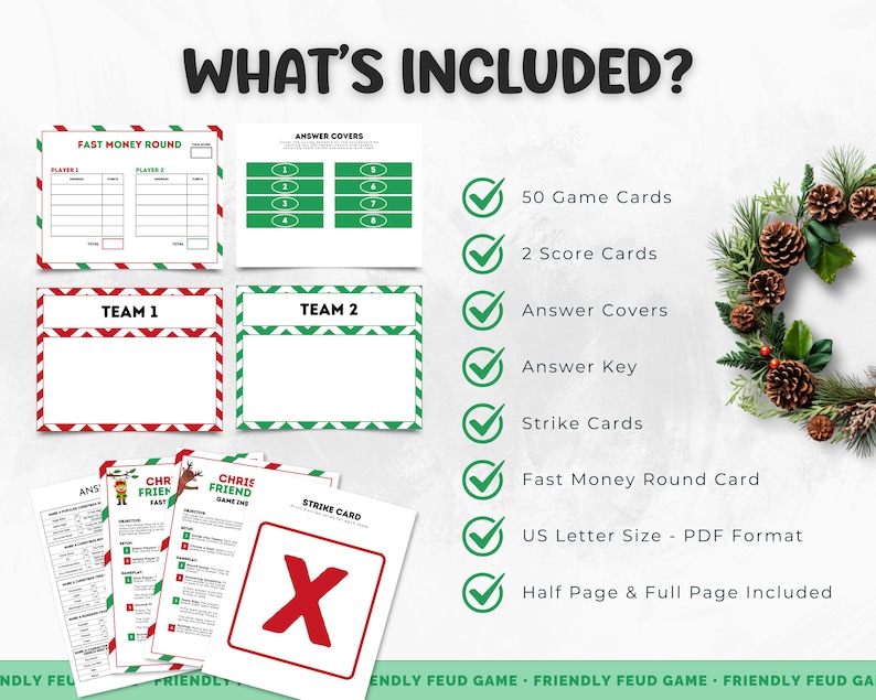 Christmas Friendly Feud Game, Christmas Day Family Game Night, Office ...