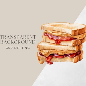 Watercolor Peanut Butter and Jelly Clipart, PB & J Sandwich Sticker ...