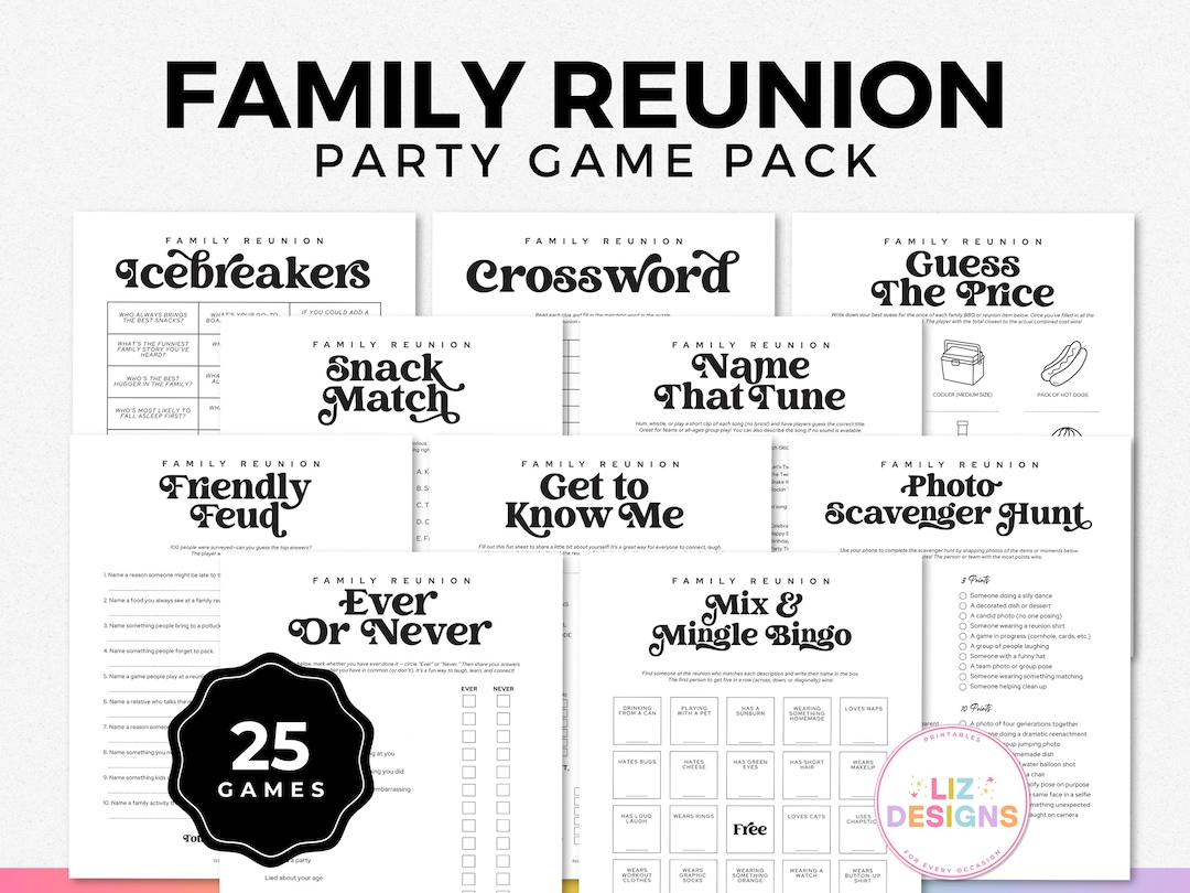 25 Printable Family Reunion Games, Fun Reunion Activities, Icebreakers ...