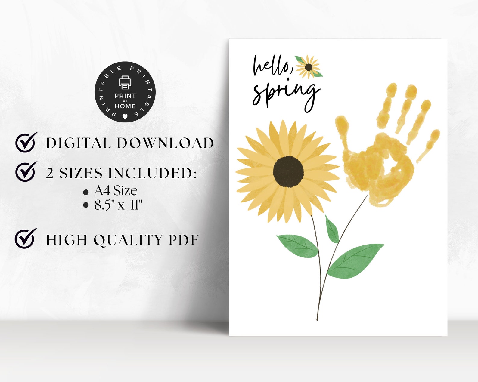 Hello Spring Handprint Craft for Kids, Keepsake Printables, Preschool ...