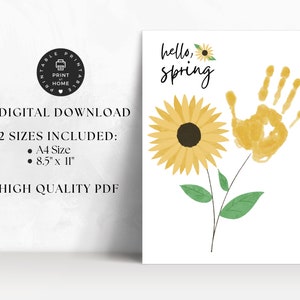 Hello Spring Handprint Craft for Kids, Keepsake Printables, Preschool ...