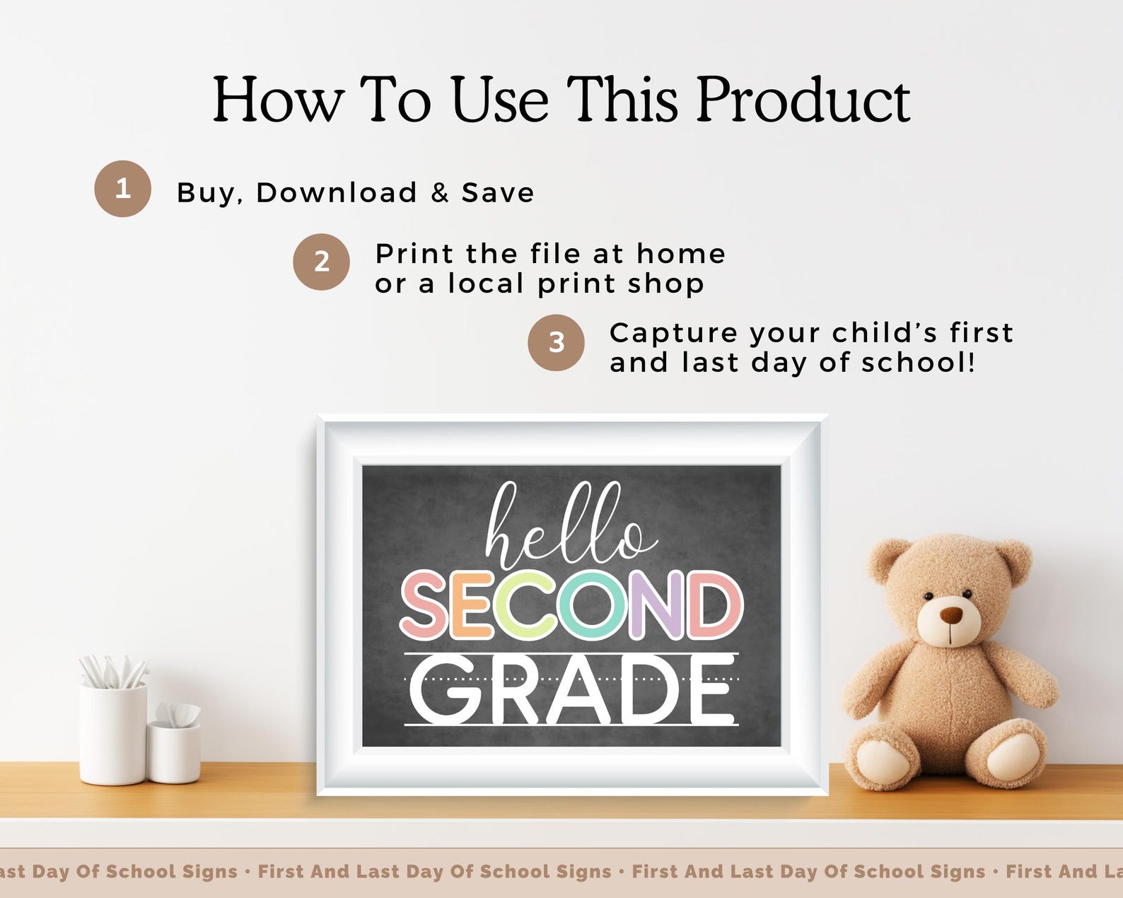 First Day of Second Grade Chalkboard Signs, Last Day of School Sign ...