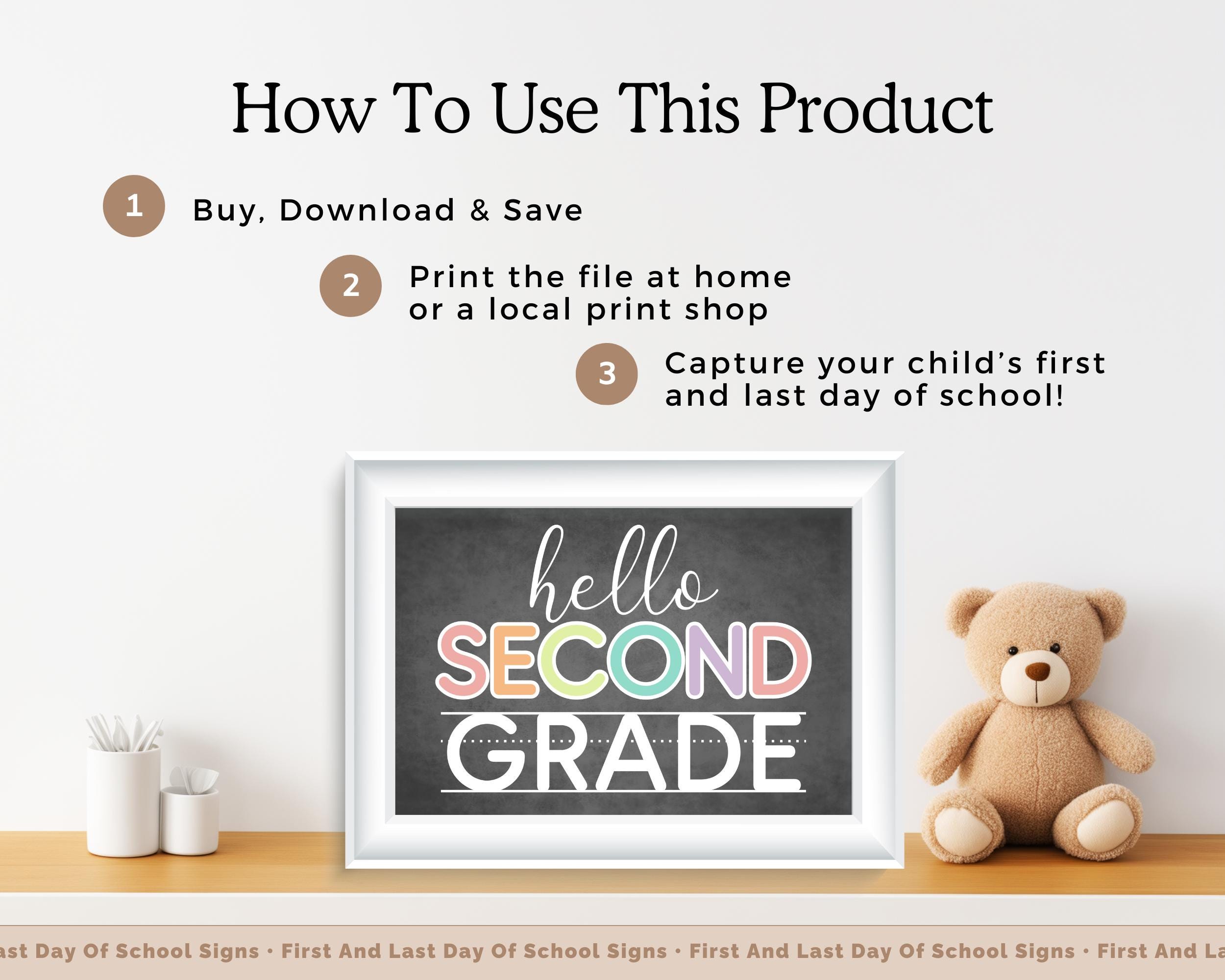 First Day of Second Grade Chalkboard Signs, Last Day of School Sign ...