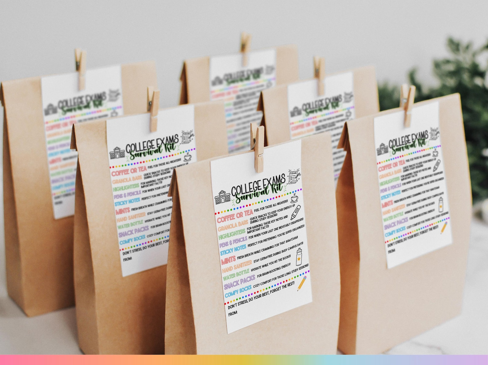 Printable College Exams Survival Kit Gift Tag, Student Finals Care ...