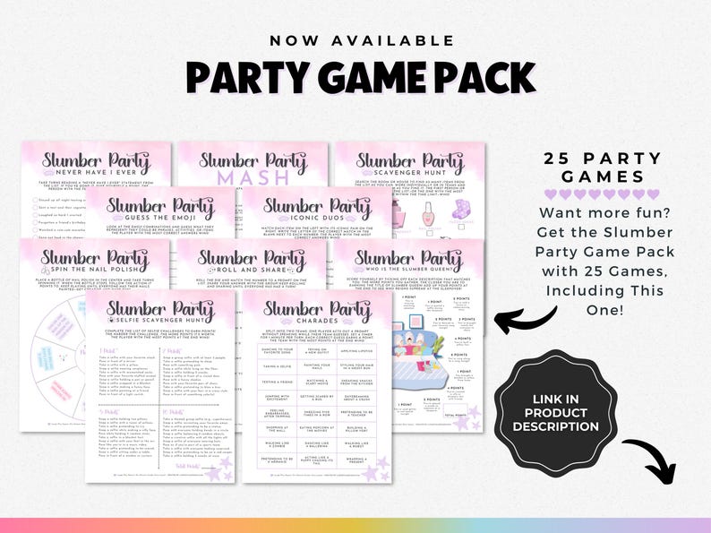 Slumber Party Scavenger Hunt, Printable Slumber Party Games, Fun ...