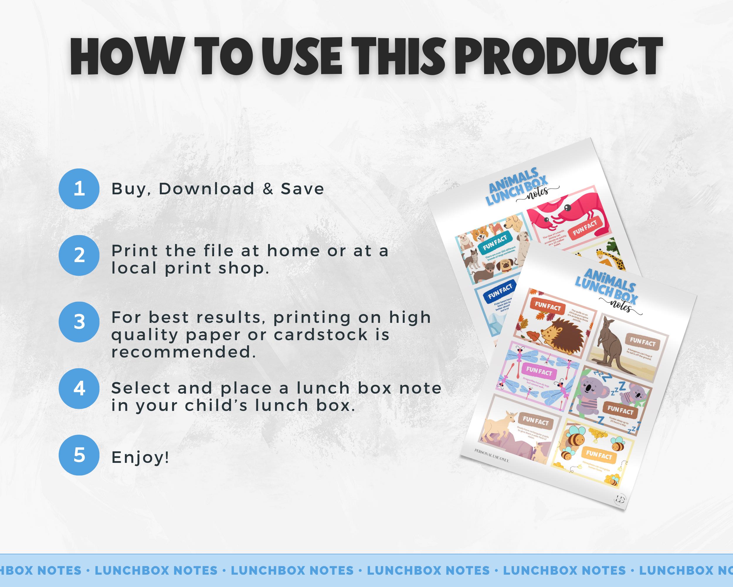 Animal Fun Facts Lunchbox Notes for Kids, Printable Lunchbox Cards ...