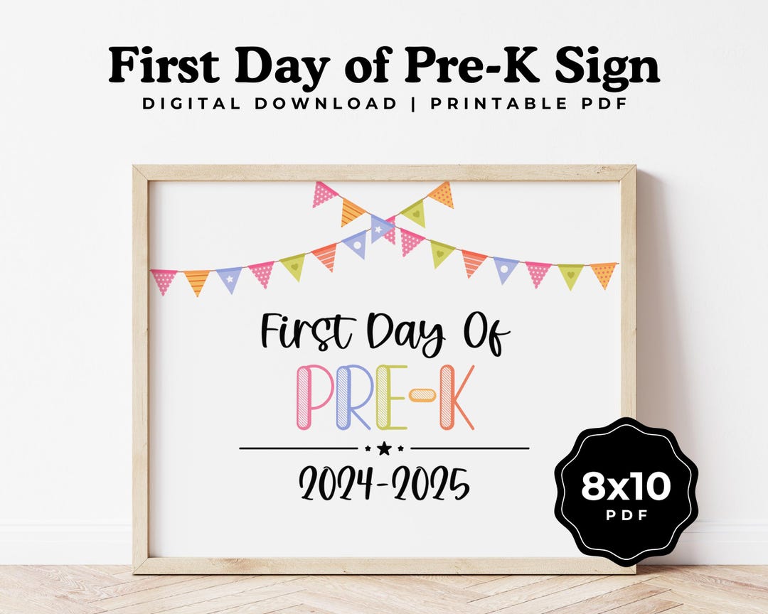 First Day of Pre-k Sign, Printable Back to School Prek Photo Prop ...