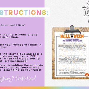 Pass the Pumpkin Game Halloween Printable, Activity Class Party Group ...