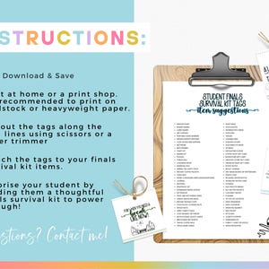 Student Finals Care Package, Printable Gift Tag for College Students ...