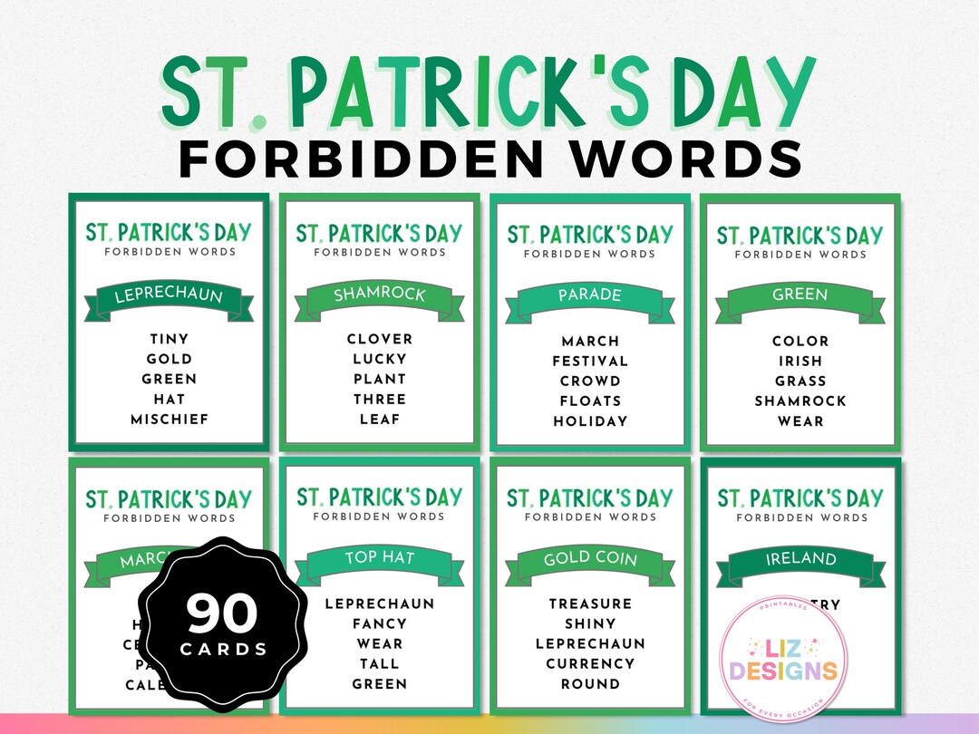 St. Patrick’s Day Forbidden Words Game, Printable Family Game Night, St ...