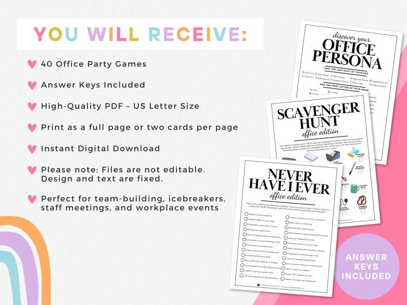 Staff Meeting Games, Office Party Game Bundle, Get to Know Me Staff ...