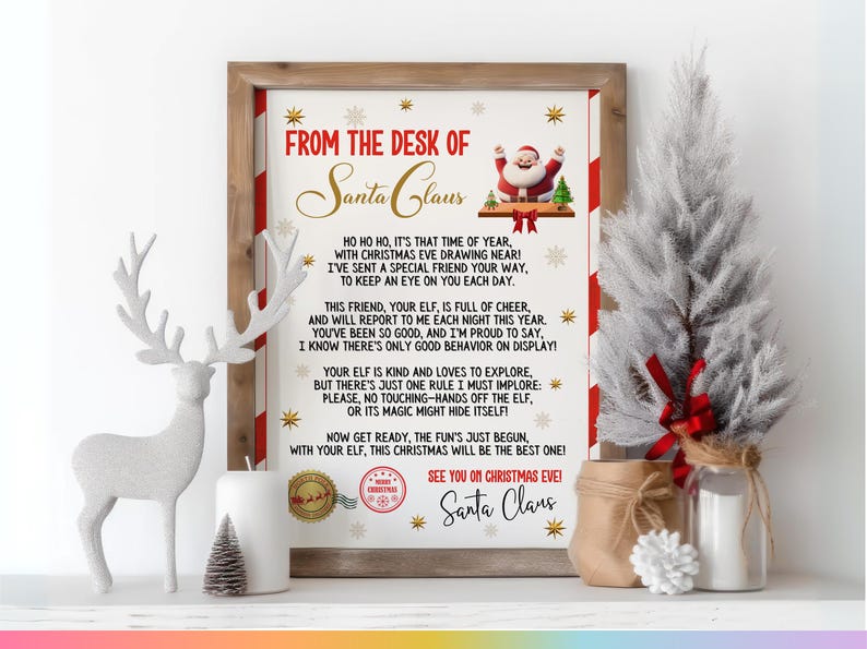 Christmas Santa and Elf Letter Set, Printable Arrival and Goodbye ...