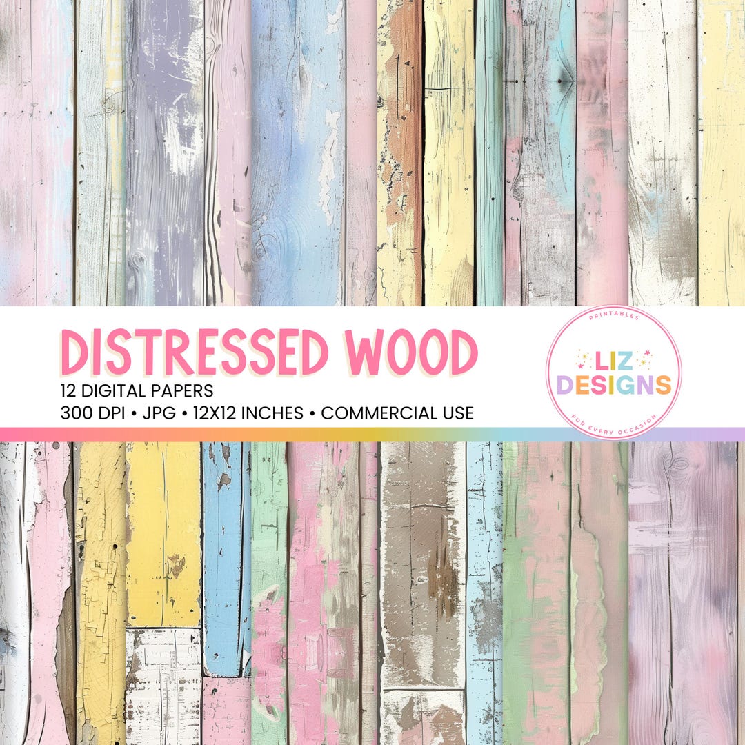 Distressed Wood Digital Papers, Rustic Shabby Chic Wood Backgrounds ...