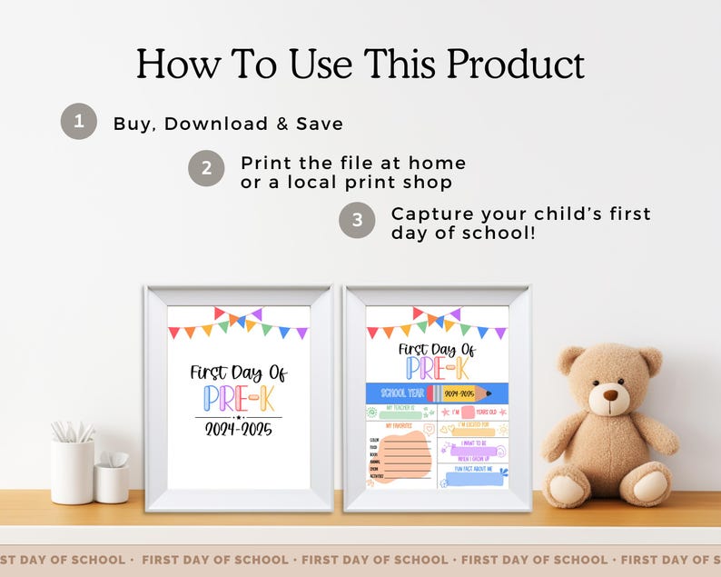 Pre-k First Day and All About Me Sign Bundle, Printable Back to School ...