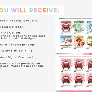 6 Kids Valentines Day Joke Cards, Printable Kids Valentine Cards for ...