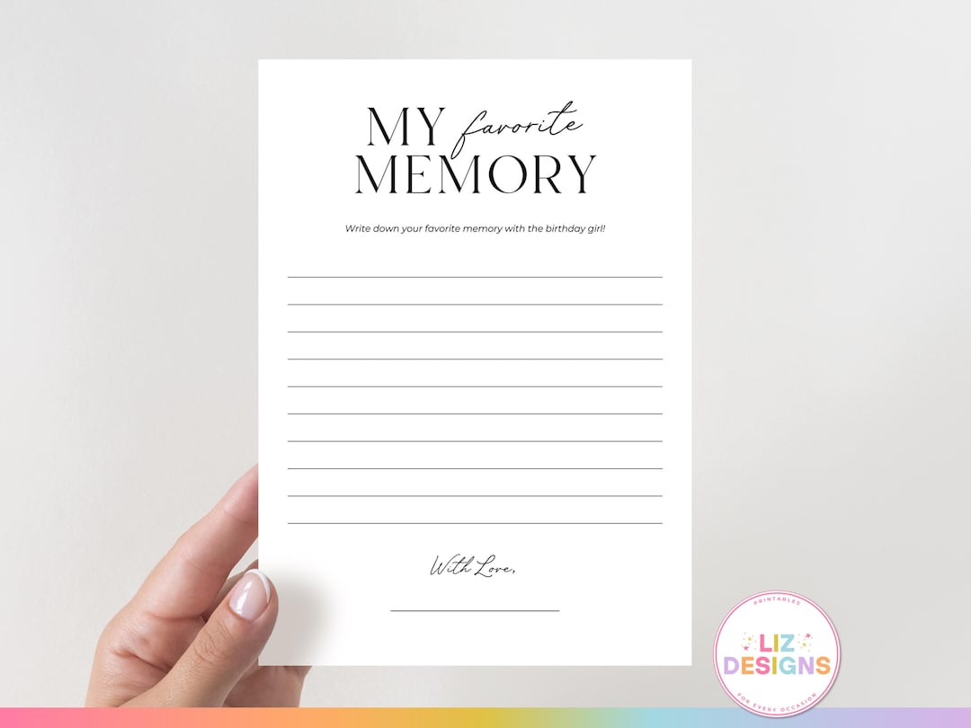 My Favorite Memory of the Birthday Girl Printable, Birthday Memory Card ...