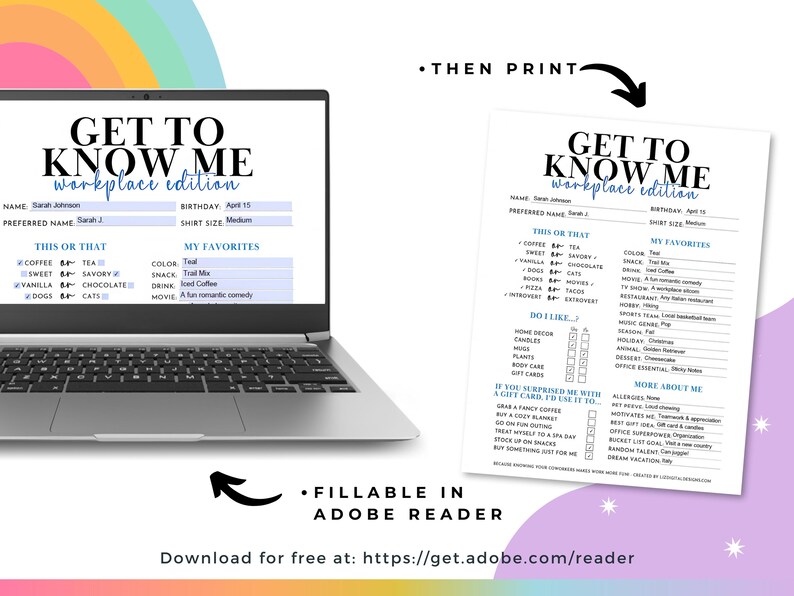 Team Building Get to Know Your Staff Questionnaire Printable, Employee ...