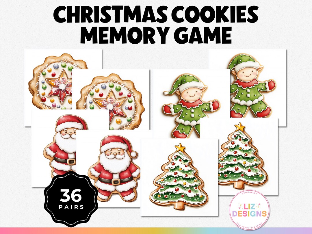 Christmas Cookies Memory Game Cards, Matching Activity, Kids Printable ...
