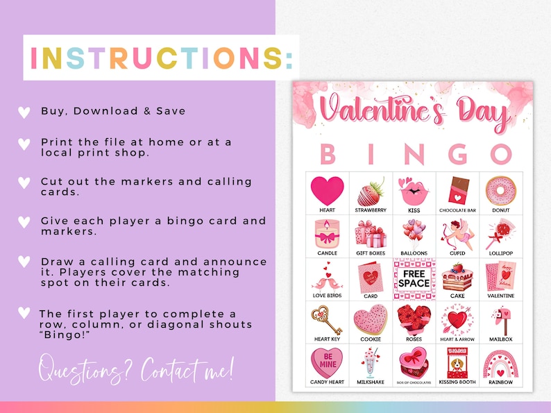 100 Valentine's Day Bingo Cards Printable, Kids Classroom Valentines ...
