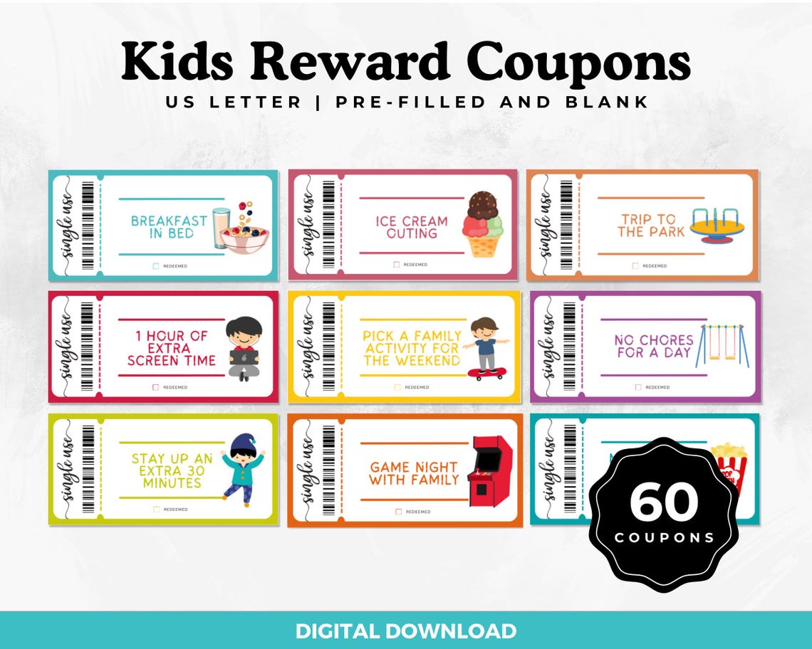 Kids Reward Coupon Book, Reward System for Kids, Kids Activities ...