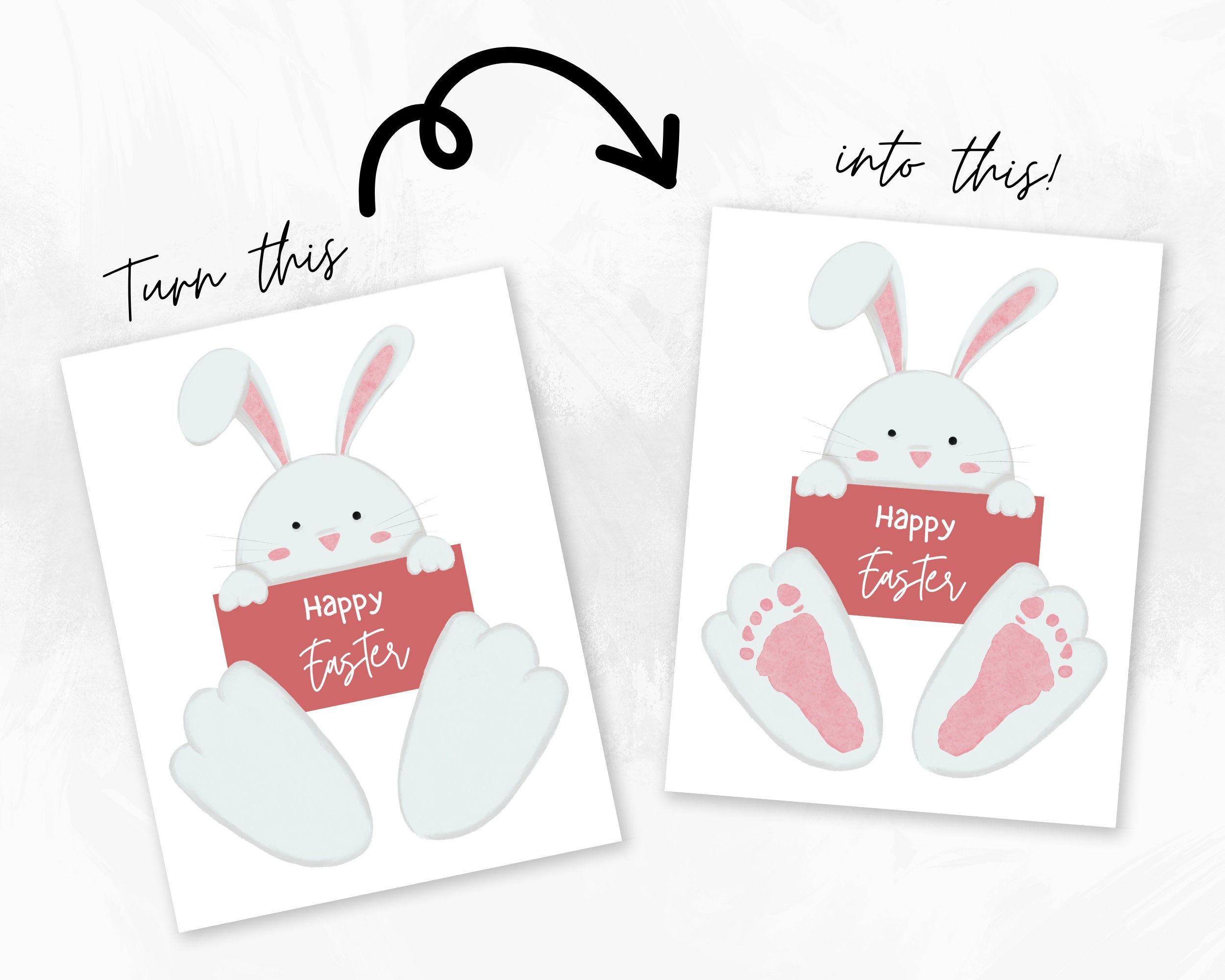 Easter Bunny Footprint Art Printable, First Easter Baby Footprint ...