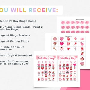 100 Valentine's Day Bingo Cards Printable, Kids Classroom Valentines ...