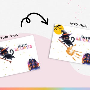 Printable Halloween Handprint Art, Black Cat Keepsake Gift, Halloween ...